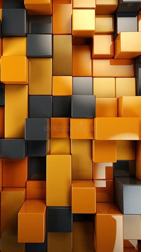 Yellow And Grey Random 3d Cubes Or Blocks Digital Technology Background