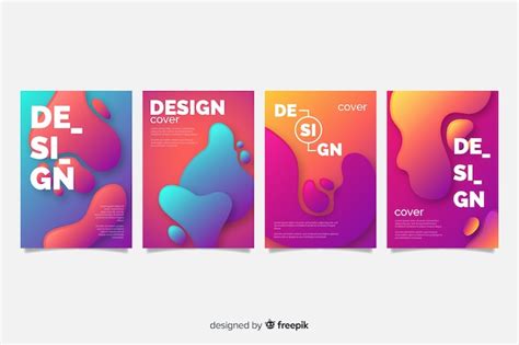 그라데이션 추상 모양 커버 컬렉션 무료 벡터