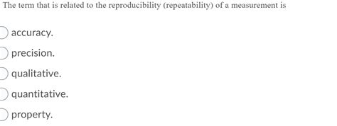 Solved The Term That Is Related To The Reproducibility Chegg Com