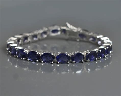Natural Iolite Bracelet 925 Sterling Silver Bracelet Tennis Etsy