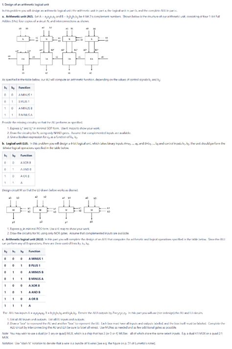 Solved 1 Design Of An Arithmetic Logical Unit In This