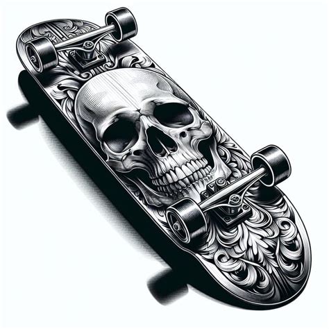 Skull Skateboard Design Detailed Illustration Ai Art Generator