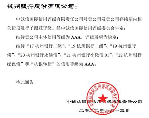 杭州银行获维持AAA评级 存款稳定性有待增强丨评级观察 银行频道 和讯网