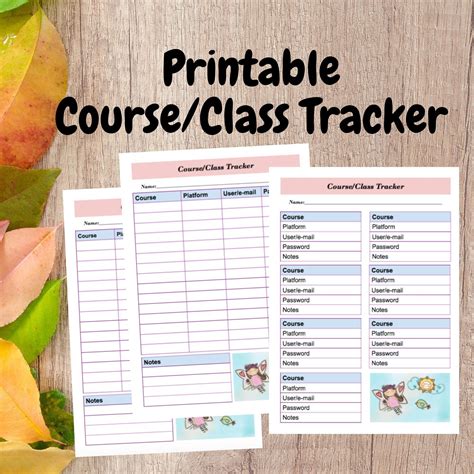 Courses And Classes List Tracker Printable Insert Pdf Etsy In 2022