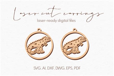 Round Dinosaur Earrings Laser Cut Graphic By Stasylionet · Creative