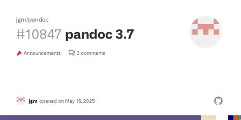 Pandoc 37 · Jgm Pandoc · Discussion 10847 · Github