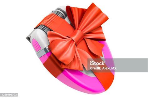 빨간 활과 리본 선물 컨셉의 에피레이터 흰색 배경에서 격리된 3d 렌더링 3차원 형태에 대한 스톡 사진 및 기타 이미지 3차원 형태 개념 개념과 주제 Istock