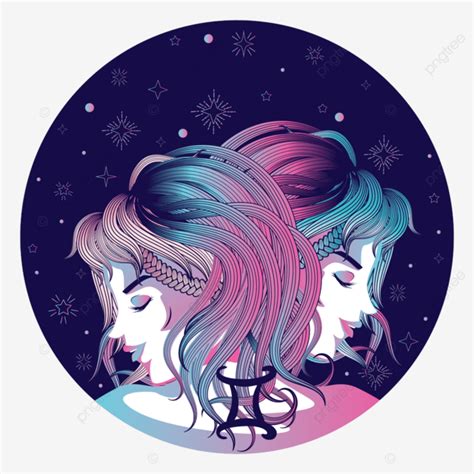 Gambar Gadis Kembar Sebagai Ilustrasi Desain Tanda Zodiak Gemini
