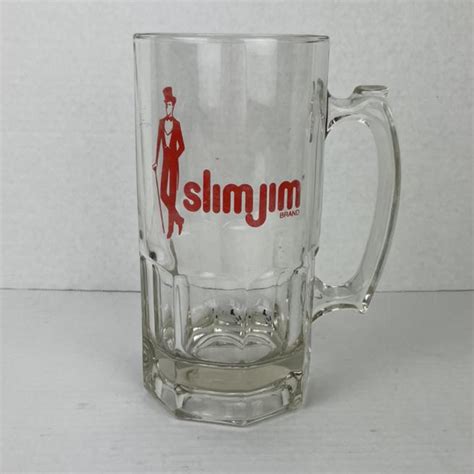 Vintage Slim Jim Tall Heavy Glass Beer Mug Stein Depop