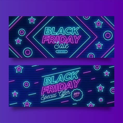 Free Vector Neon Black Friday Banners