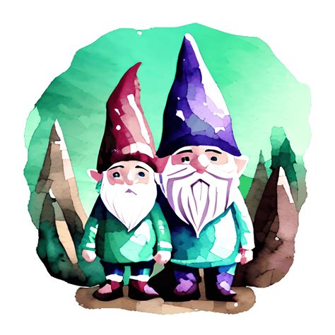 Gnome Couple Watercolor Clipart · Creative Fabrica