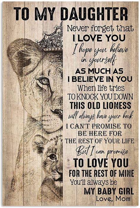 Skitonts Poster No Frame To My Daughter Lion Art I Can Promise To