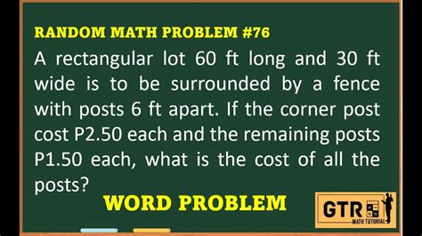 random math problem 76 a rectangular lot 60 ft long and 30 ft wide