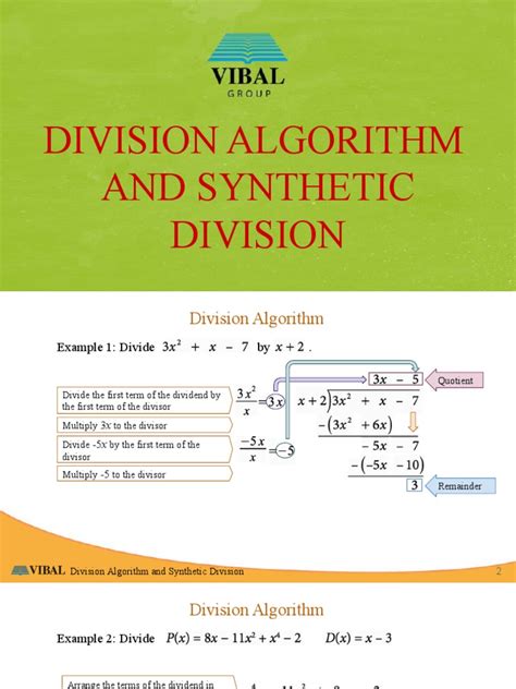 Division Algorithm And Synthetic Division Pdf Division Mathematics