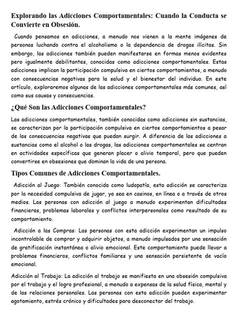 Explorando Las Adicciones Comportamentales Pdf Problemas De Juego