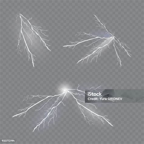 번개 마법과 밝은 조명 효과의 집합입니다 벡터 일러스트입니다 전류를 방전 Demobilization에 대한 스톡 벡터 아트 및 기타 이미지 Demobilization