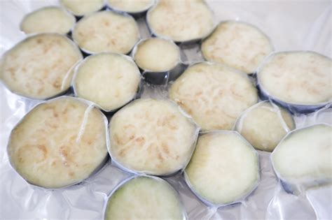 Eggplant Saving Summer Vegetables By Vacuum Packing And Freezing