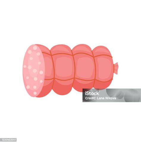 쇠고기 돼지고기 만화 스타일의 사실적인 벡터 일러스트 아이콘의 소시지 흰색 배경에 고립 햄에 대한 스톡 벡터 아트 및 기타 이미지 햄 고기 굽기 Istock