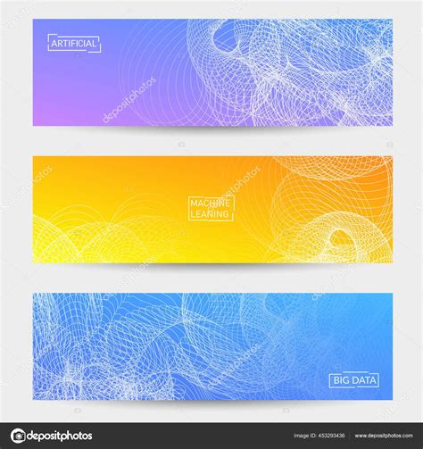 Abstract Banner Templates Curvy Lines Bright Gradient Wavy Blended