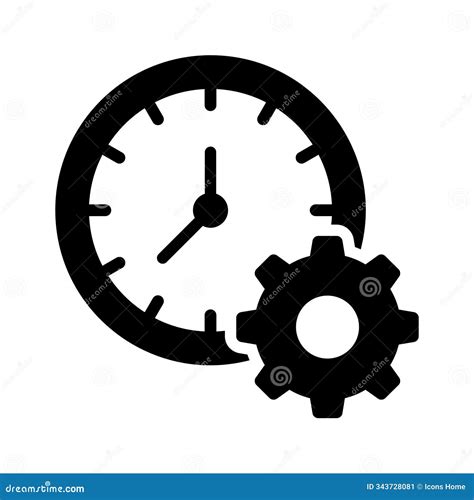 Gear With Clock Concept Icon Of Time Management Stock Vector