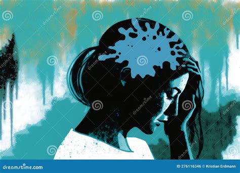 Silhouette Of Despair Mental State Of A Woman Struggling With