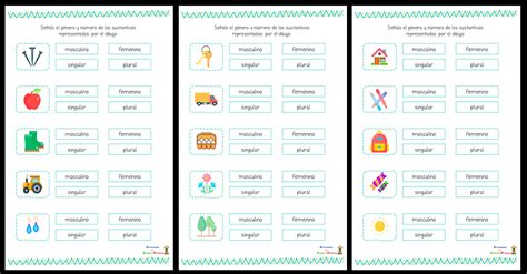 Género y número de un sustantivo Actividades de infantil y primaria