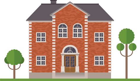Brick House Building Vector Illustration Isolated On White Background