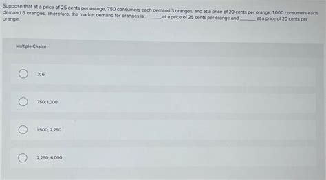Solved Suppose That At A Price Of 25 Cents Per Orange 750 Chegg