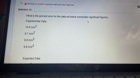Solved What Is The Percent Error For The Data Set Below Chegg Com