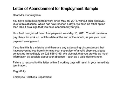 Job Abandonment Letter Template