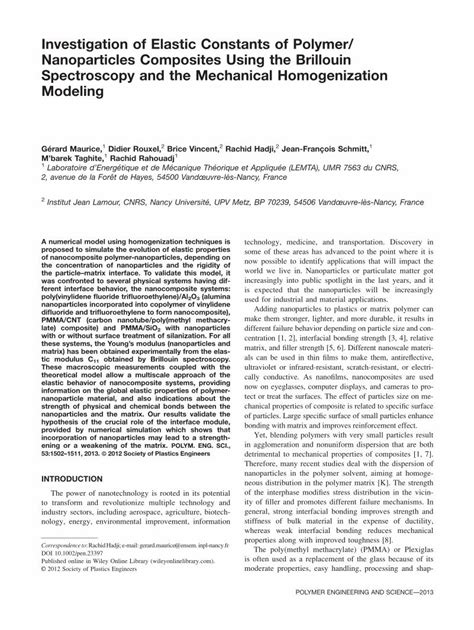 Pdf Investigation Of Elastic Constants Of Polymer Nanoparticles