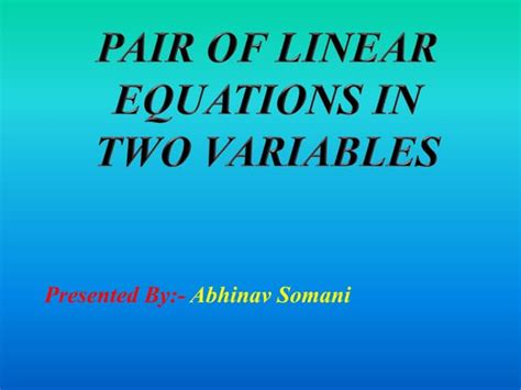 Linear Equations In Two Variables Pptx