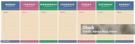 Colorful Design Of Weekly Notes With Date Stock Illustration Download Image Now Adhesive