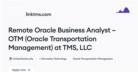 Tms Llc Hiring Oracle Business Analyst Otm Oracle Transportation Management • Remote Work
