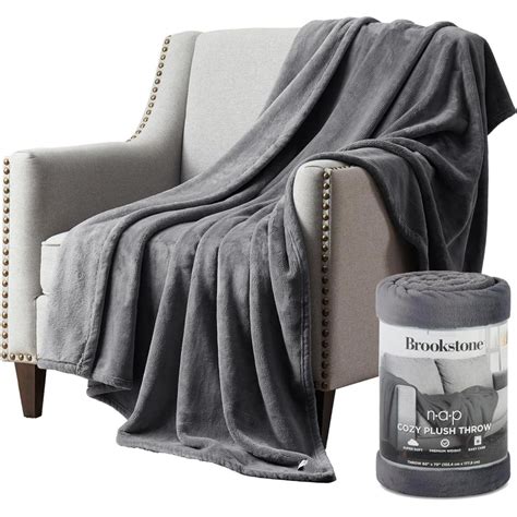 Brookstone Nap Plush Throw Blanket For Couch Warm And Super Soft