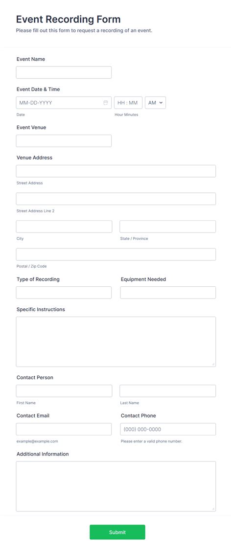 Event Recording Form Template Jotform