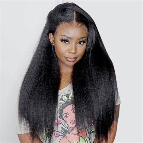 Lolly Kinky Straight 5x5 Hd Glueless Wigs Pre Plucked Bleached Knots W