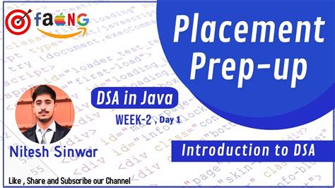 Introduction To Dsa Dsa In Java Placement Prep Up Series Youtube