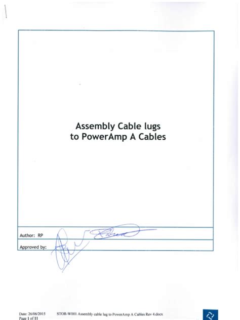 Stor W001 Assembly Cable Lug To Poweramp A Cables Rev 4 Pdf