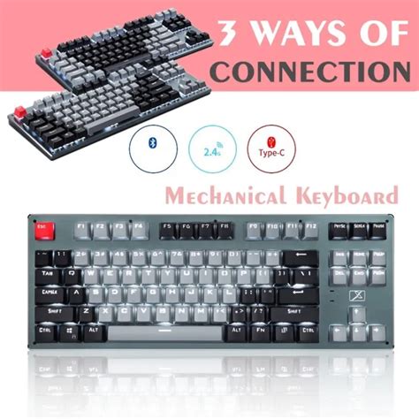 87 Keys Mechanical Keyboard Backlit Wireless Bluetooth Compatible Rechargeable Gaming Keyboard