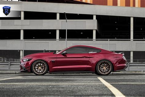 Bronze Rohana Wheels On Red Ford Mustang Car Enthusiast Wallpaper