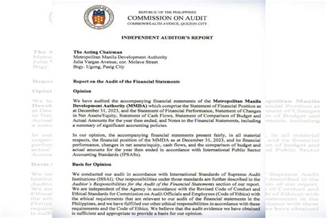 Mmda Gets Unqualified Opinion From Coa For 5th Consecutive Year