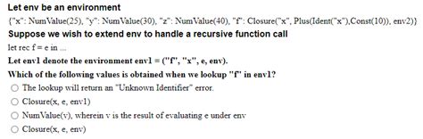 Solved Let Env Be An Environment X Numvalue25 Y