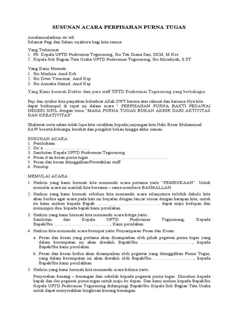 Susunan Acara Perpisahan Purna Tugas Pdf