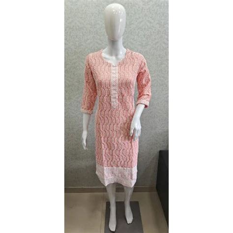 Lucknow Chikan Kurti M L Xl Xxl Sizes Washable Embroidered 3 4