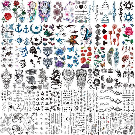 Coktak 64 Sheets Variety Tiny Waterproof Temporary Tattoos For Men