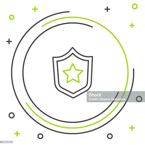 흰색 배경에 고립 된 라인 군사 보상 메달 아이콘 육군 표지판 다채로운 개요 개념 벡터 검은색에 대한 스톡 벡터 아트 및 기타 이미지 Istock