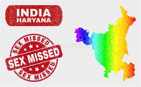 Spectrum Mosaic Haryana State Map And Scratched Sex Missed Stamp Seal