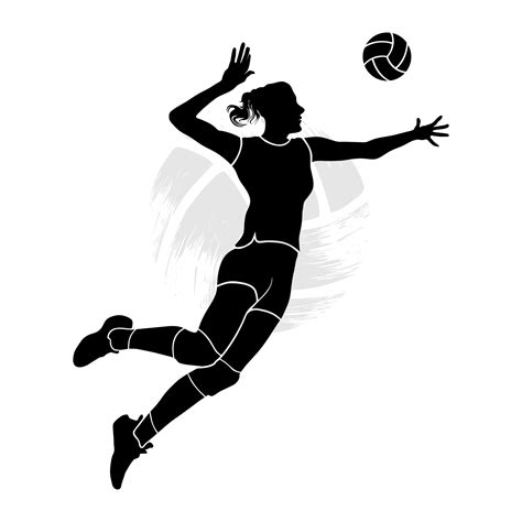 Female Volleyball Player Flying And Hitting The Ball Vector