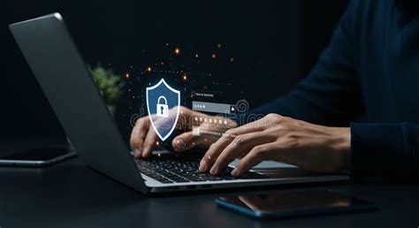 Cybersecurity Login Secure Password Entry On Laptop With Data